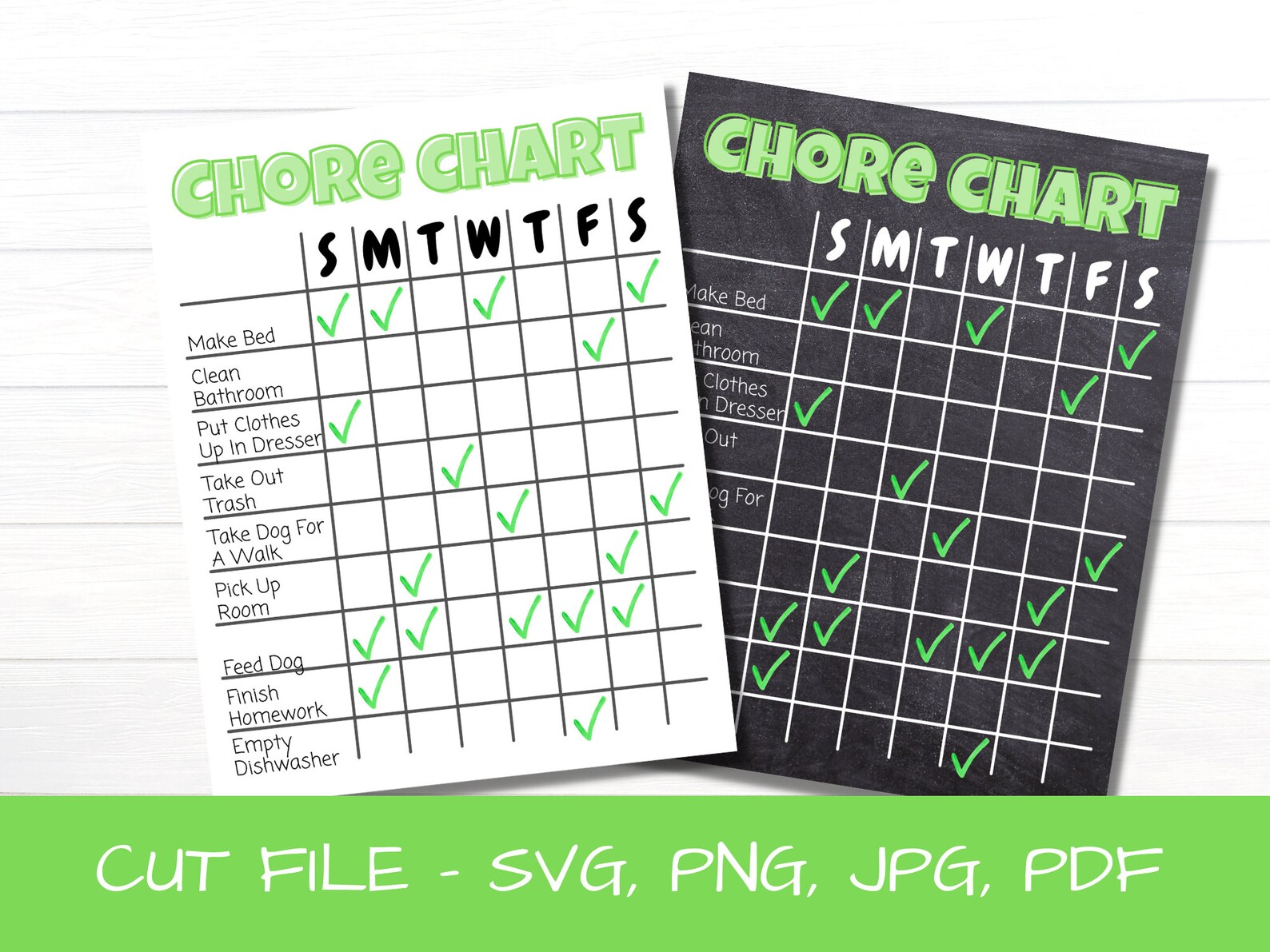 Chore Chart SVG PNG PDF Jpg Cut File, Printable Chore Chart ...