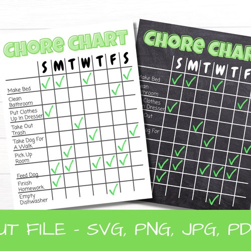 Chore Chart SVG DXF PNG Cut File Printable Chore Chart - Etsy