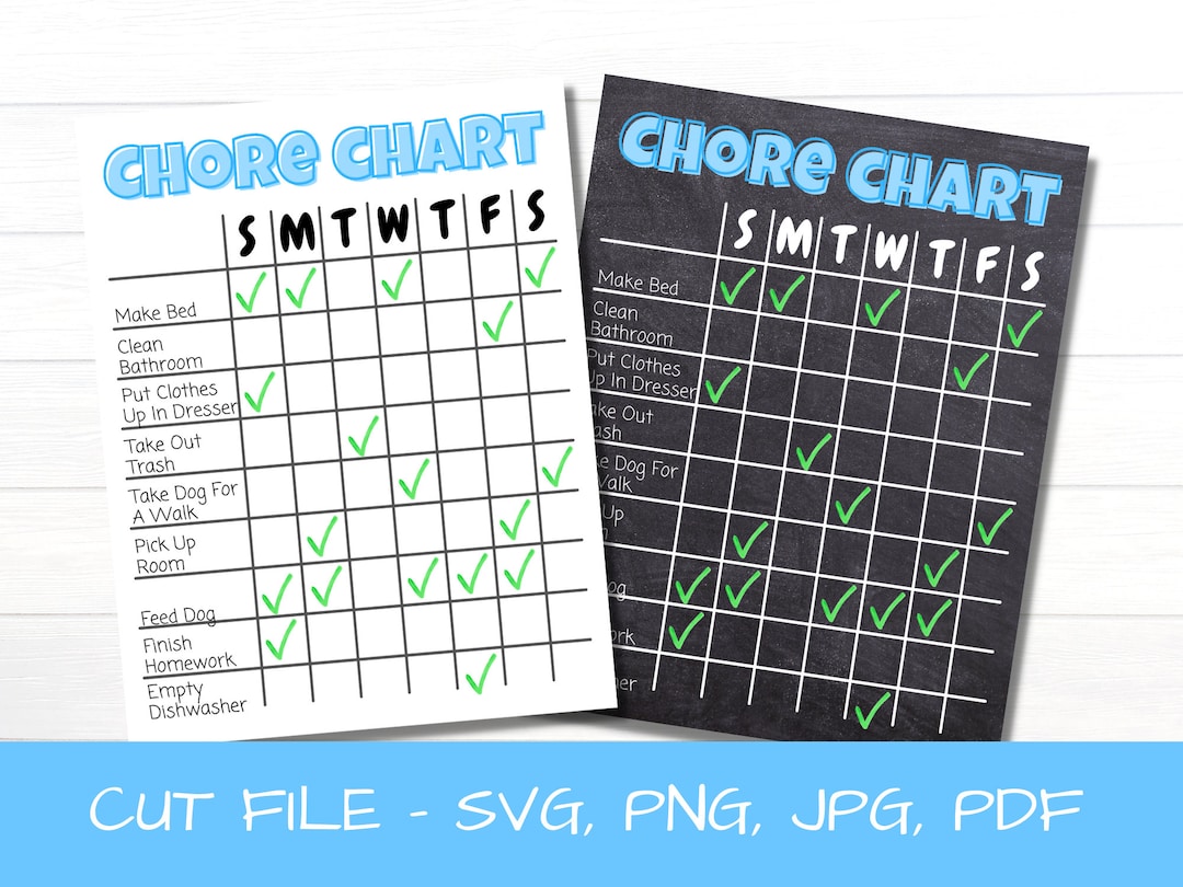 Chore Chart SVG PNG PDF Jpg Cut File, Printable Chore Chart ...
