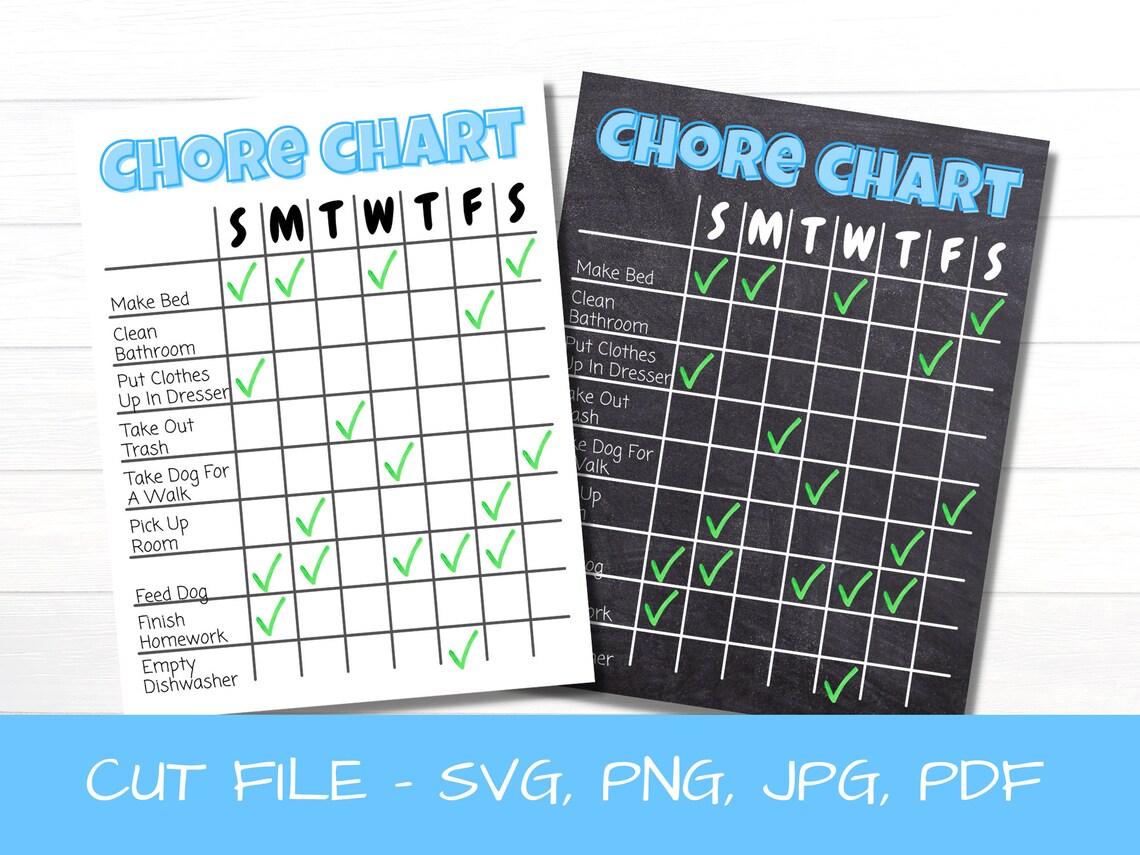 Chore Chart SVG PNG PDF Jpg Cut File, Printable Chore Chart ...
