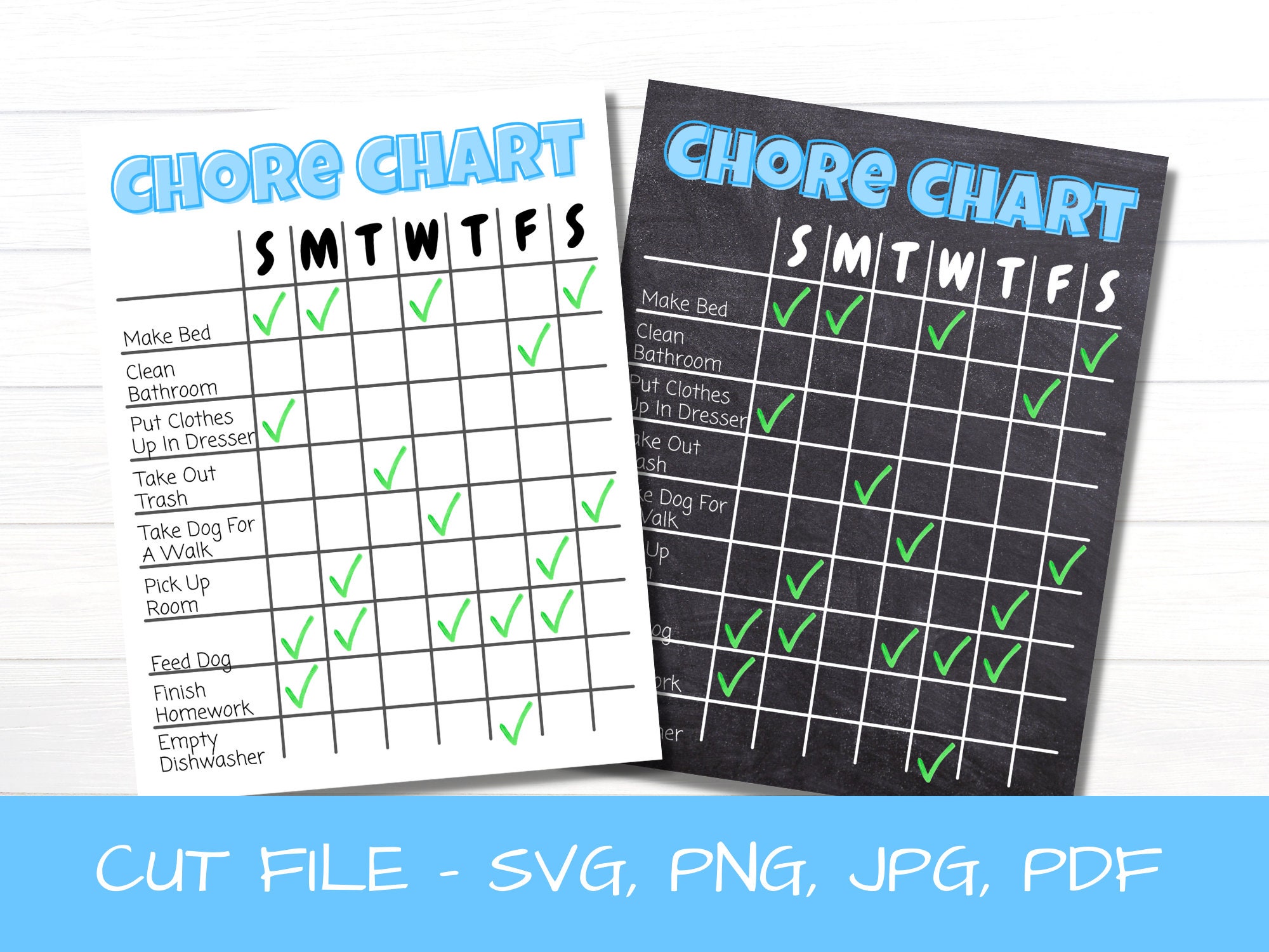 Chore Chart SVG PNG PDF Jpg Cut File, Printable Chore Chart ...