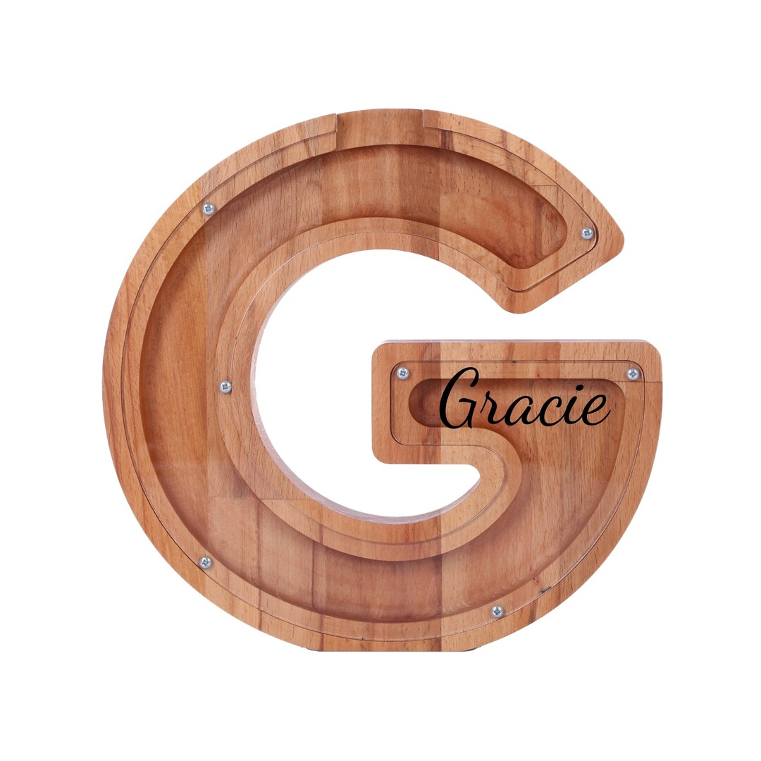 Customizable Wooden Letter Piggy Bank, Piggy Bank for Kids, Saving ...