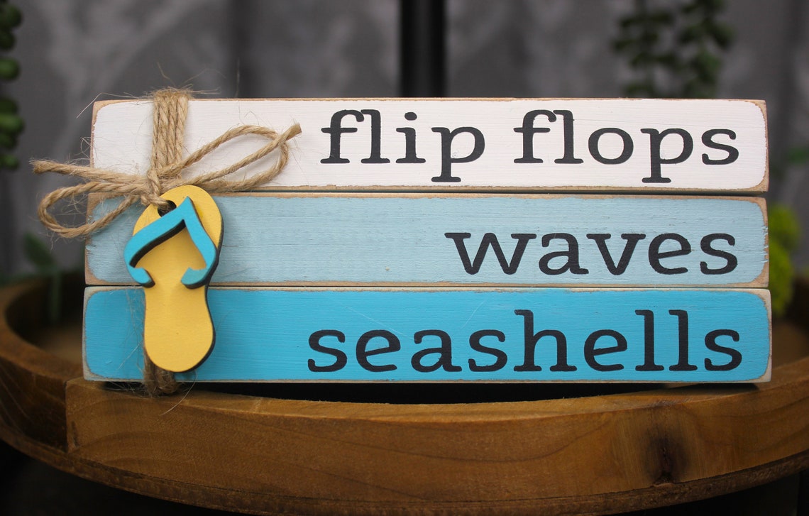 Beach Book Stack, Beach Tier Tray, Summer Book Stack, Summer Tier Tray ...