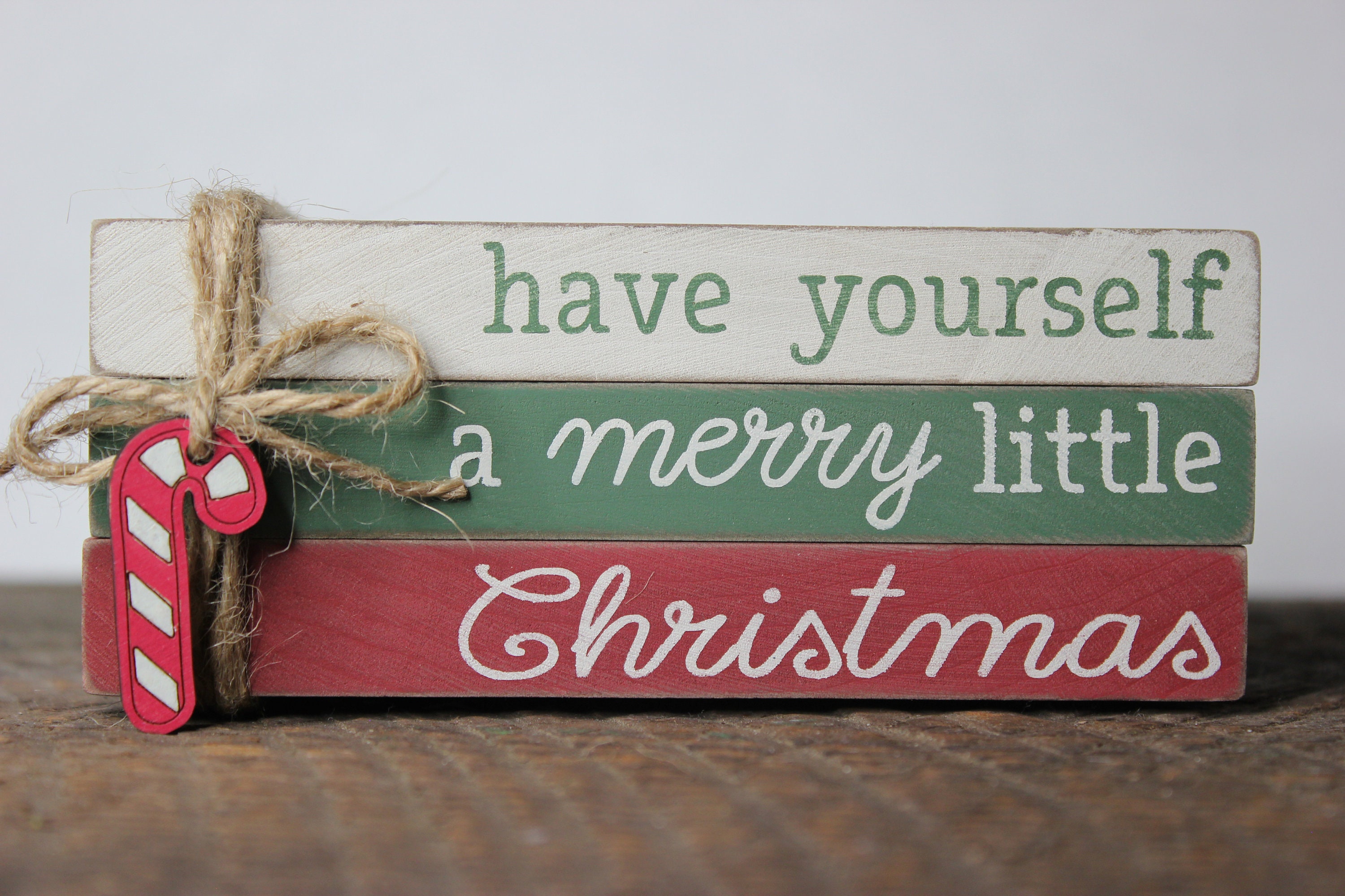 Christmas Wooden Books Book Stack Holiday Wooden Books - Etsy