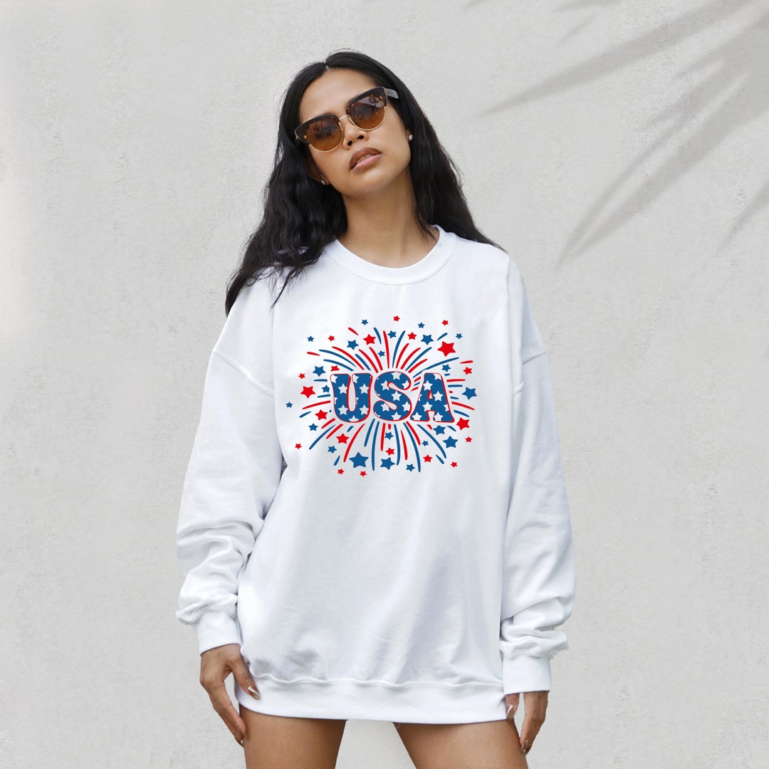 Retro Usa Fireworks Shirt: Classic Patriotic Design - Heather Cotton ...