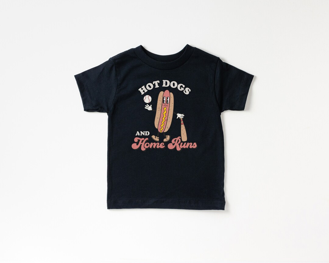 Youth Baseball Game T Shirt, Hot Dogs and Baseball, Funny Youth Sports ...