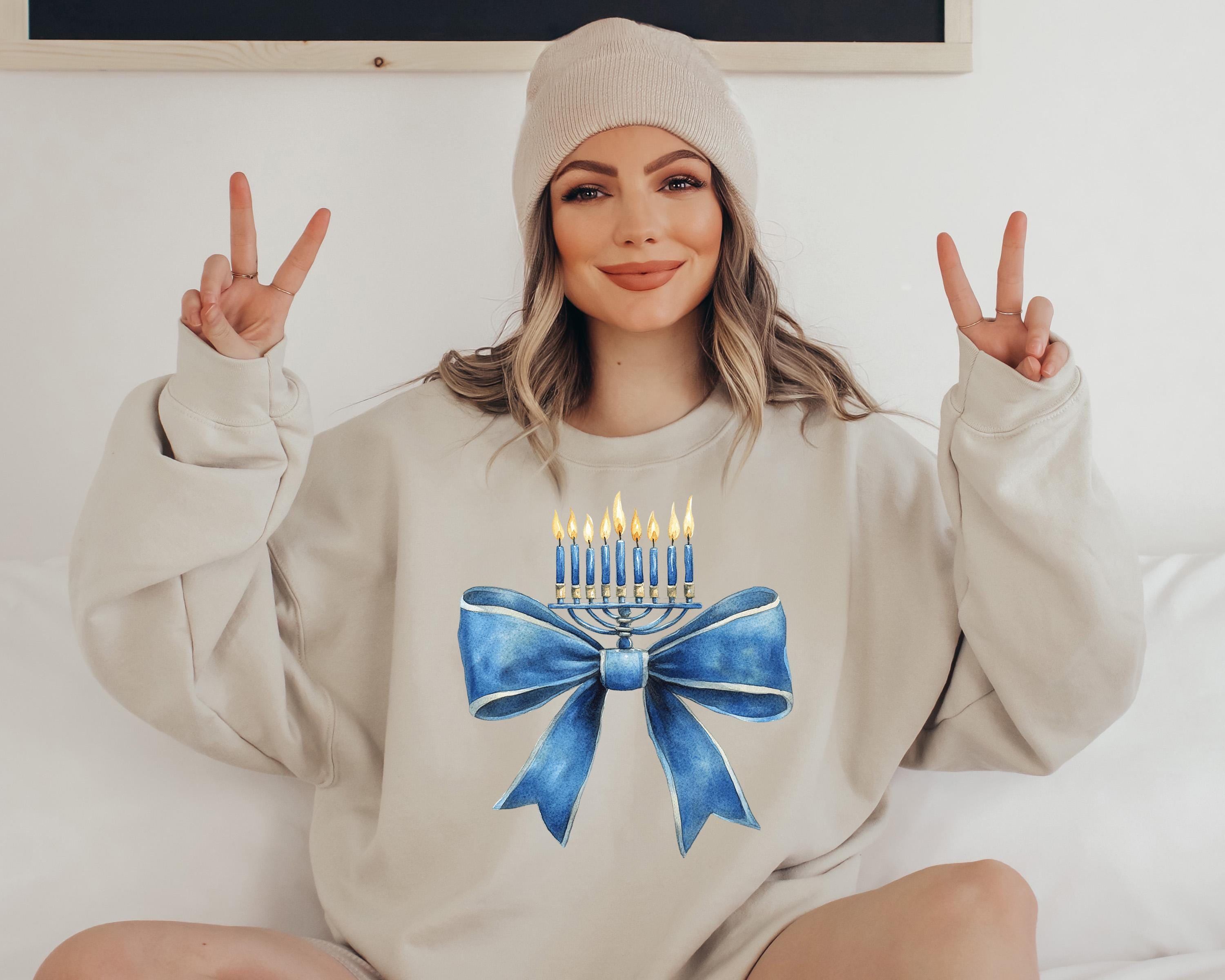 Hanukkah Crewneck, Happy Hanukkah, Menorah Sweater, Jewish Holiday ...