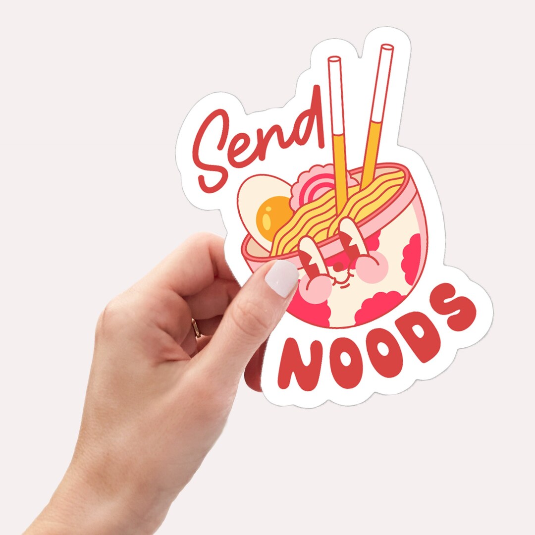 Retro Ramen Lover Weatherproof Sticker, Send Noods, Vintage Noodle ...