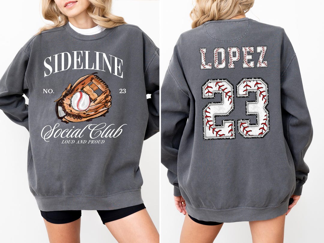 Comfort Colors Customized Name and Number Baseball Crew Neck, Custom ...