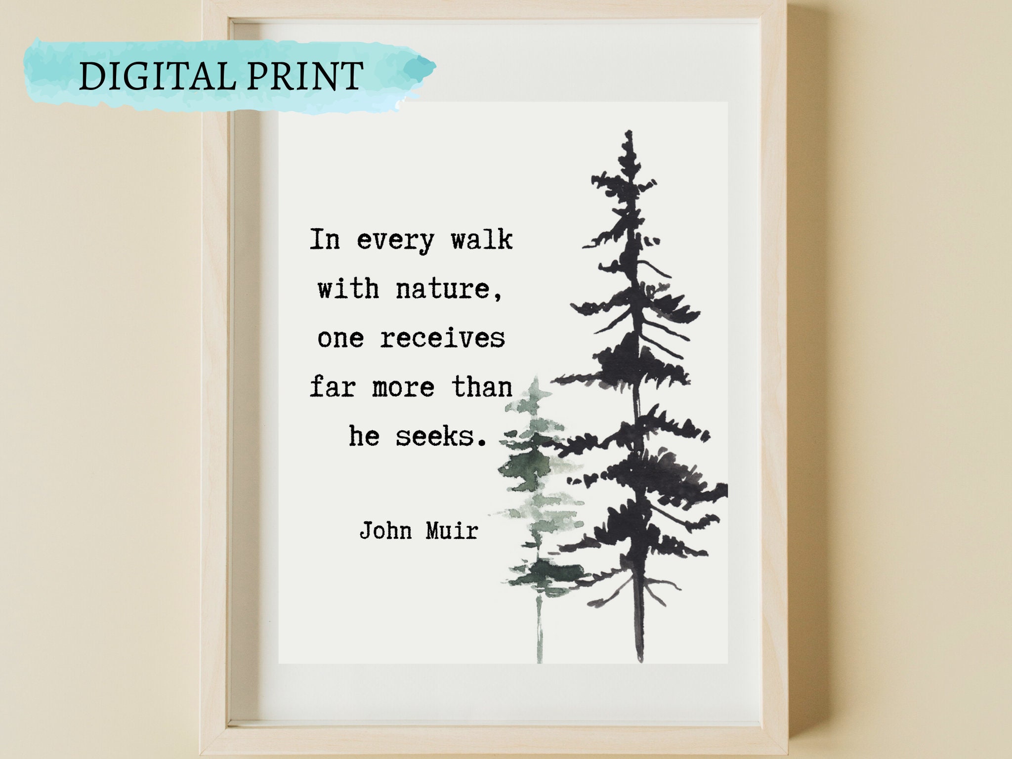 John Muir Quote | Every Walk With Nature | Inspirational Quote, Wall ...