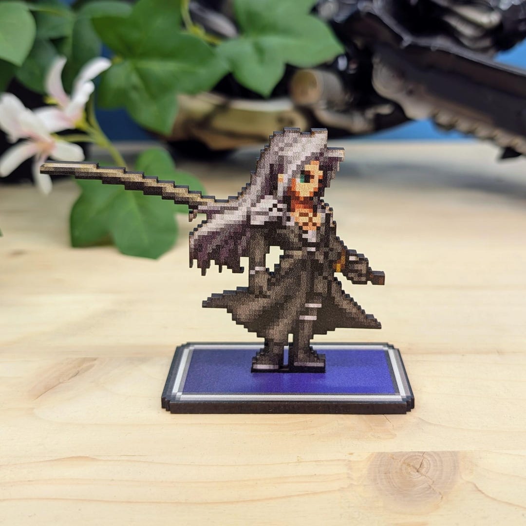Sephiroth Pixel Art Wooden Figurine From FF7. the Perfect Original Geek ...