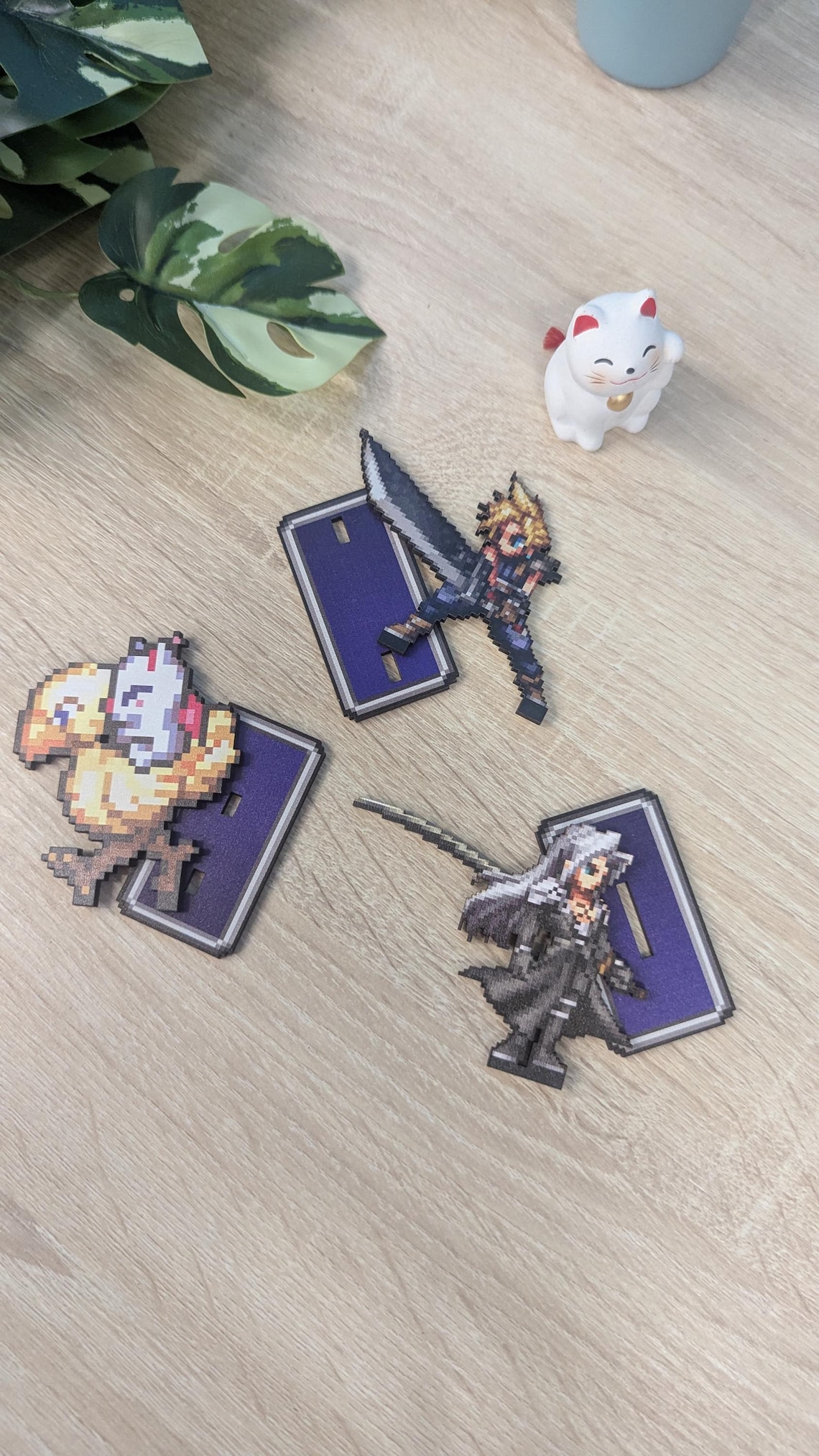 Pixel Art Chocobo & Moogle Wooden Figurine. the Original Geek Gift to ...