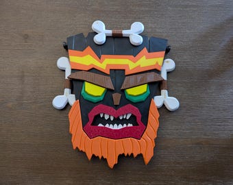 3D Printed Uka Uka Mask Crash Bandicoot Wall Decor, Gaming Room Decor ...