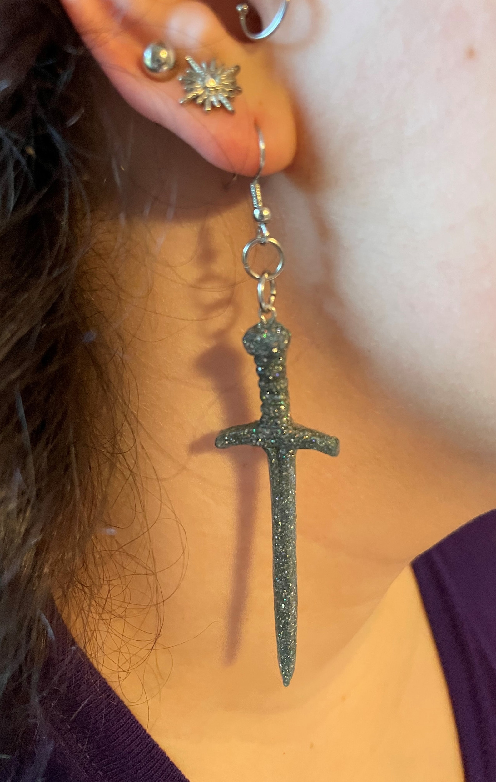 Sparkling Sword Earrings | Etsy