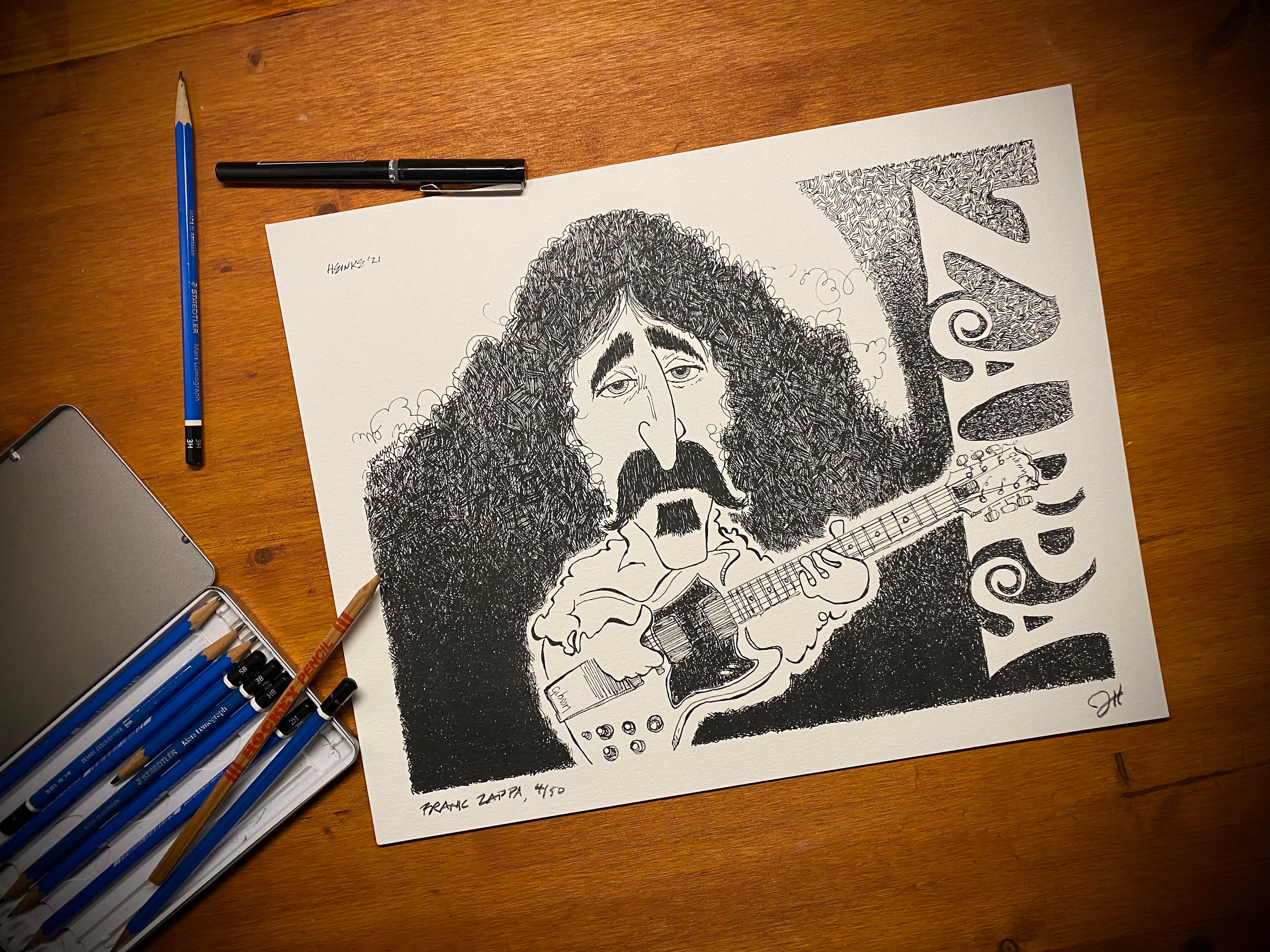 Frank Zappa Illustration, Limited Print on Archival Acid-free Paper ...