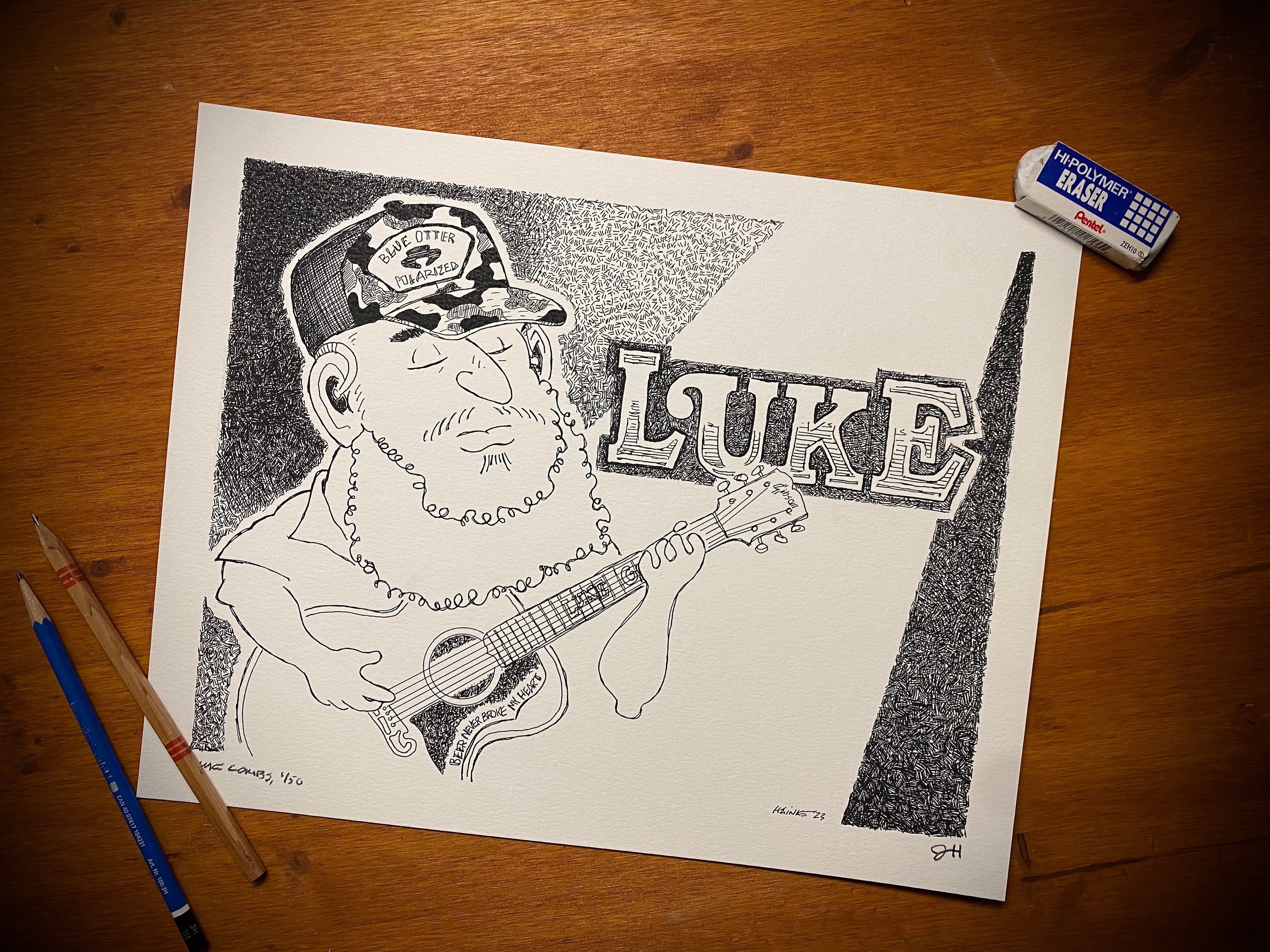 Luke Combs Illustration, Limited Edition Print, Hand-signed and ...