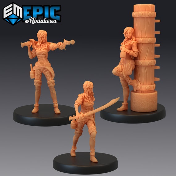 Pirate Female Epic Minis Treasure Hunt 3D Printed Gaming - Etsy