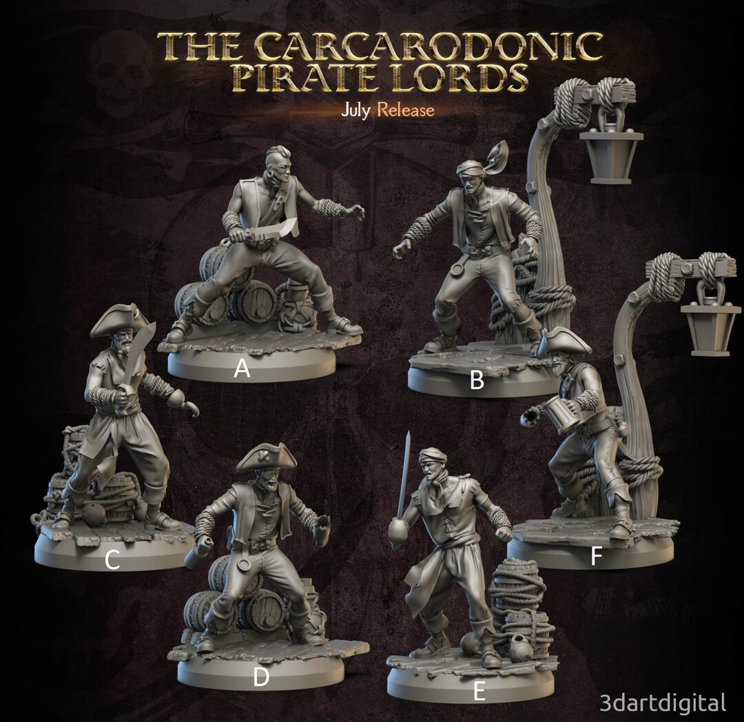 Male Pirate Crewmembers, 3D Art Digital the Carcarodonic Pirate Lords ...
