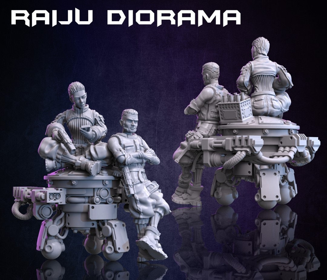 Raiju Bot Diorama, Print Minis Bounty Hunter Collection 3D Printed ...