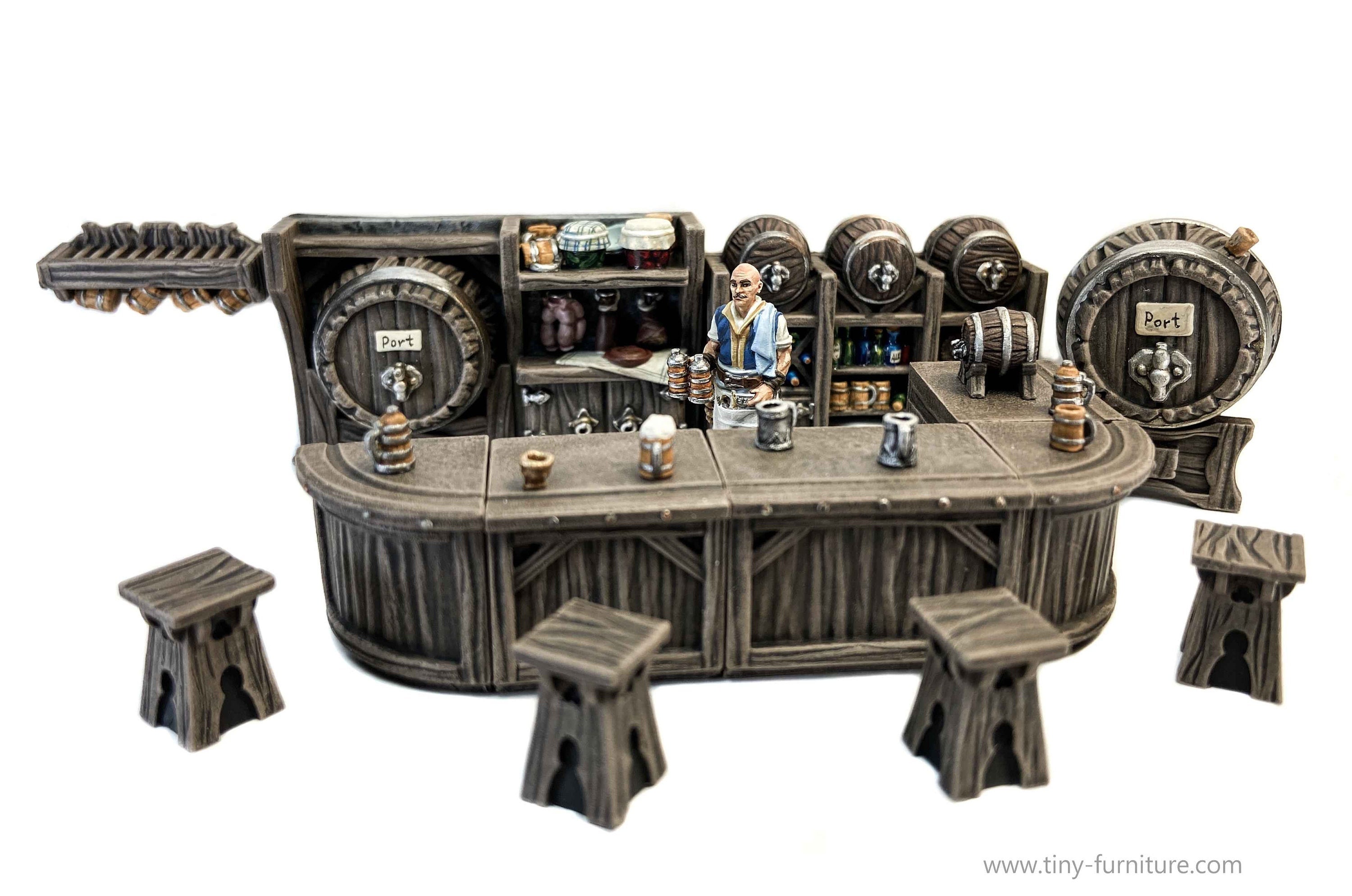 Medieval Tavern Set Tiny Furniture 3D Printed Gaming - Etsy