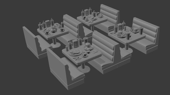 Diner Tables Tiny Furniture 3D Printed Gaming Miniatures - Etsy