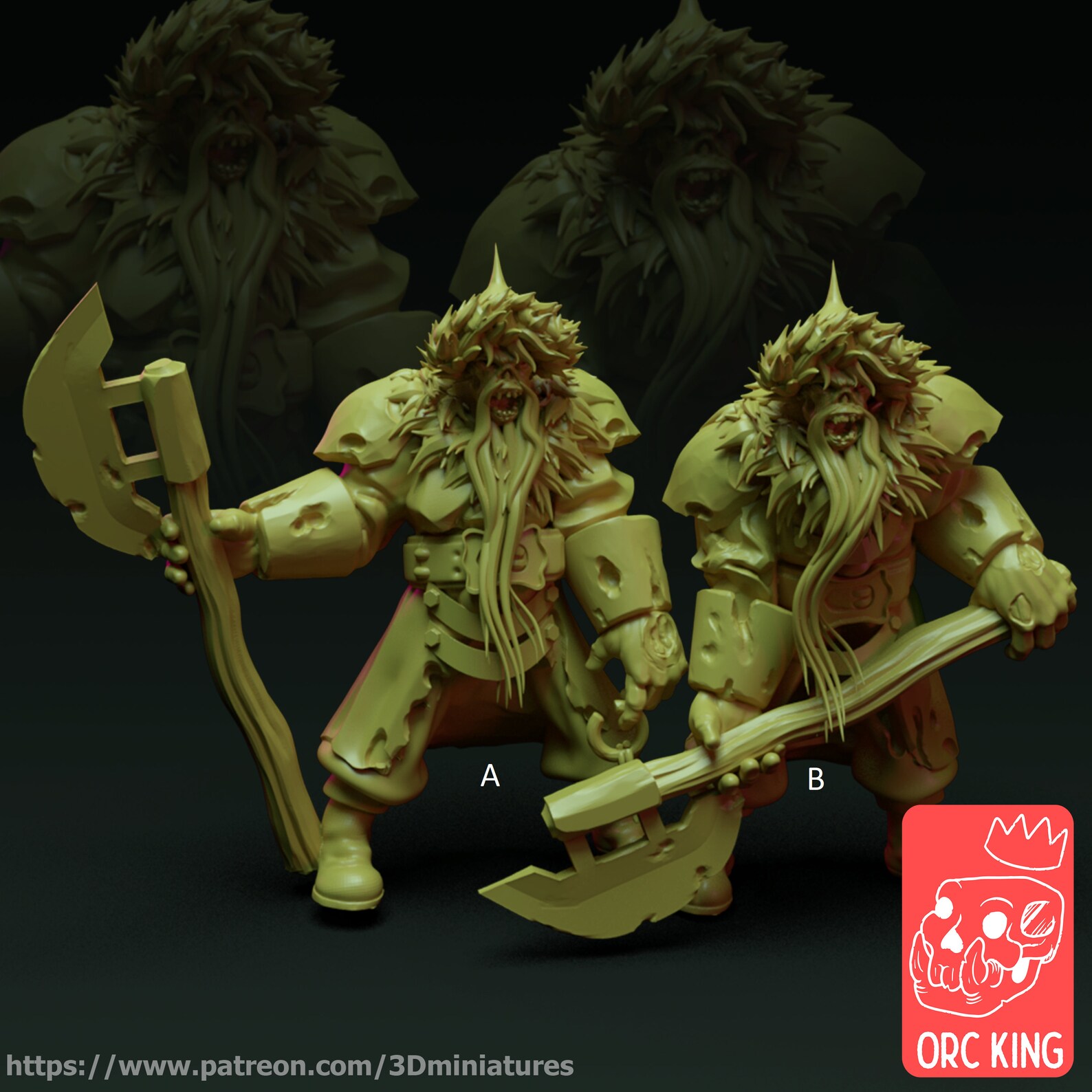 Zombie Guard Orc King 3D Printed Gaming Miniatures - Etsy