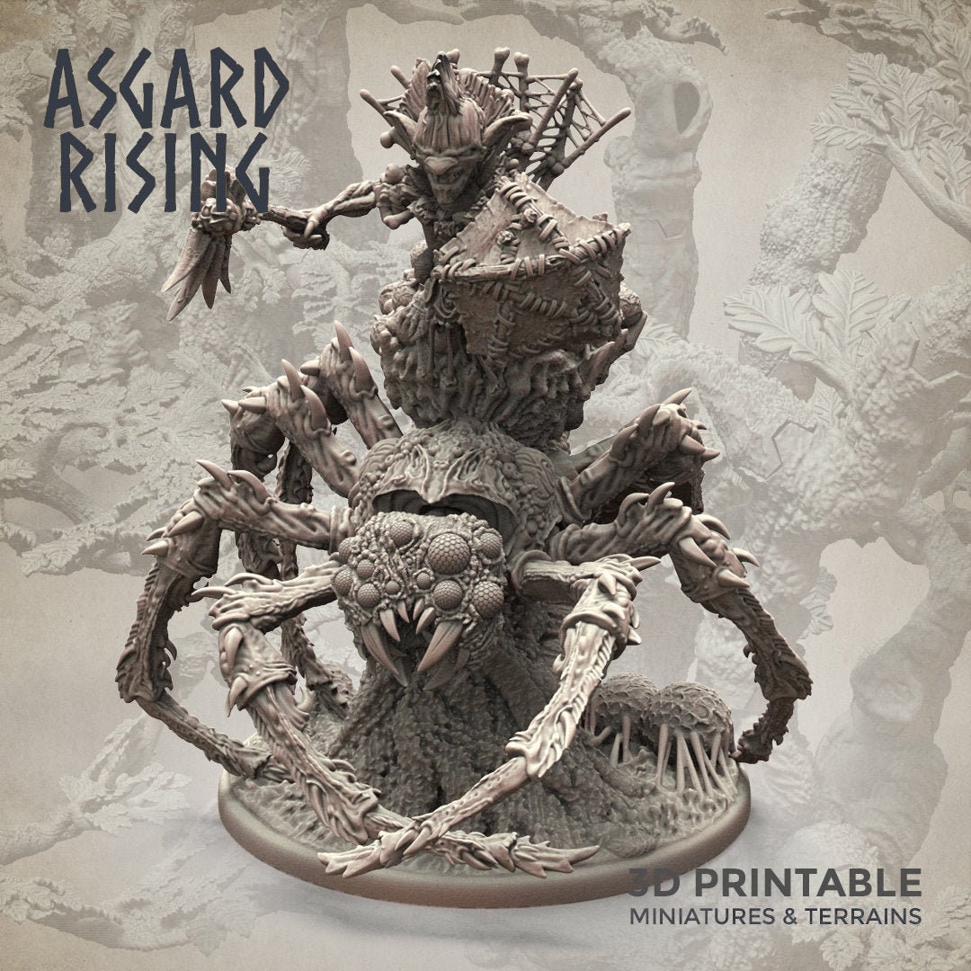 Goblin Chieftain Riding Giant Spider modular, Asgard Rising 3D Printed ...