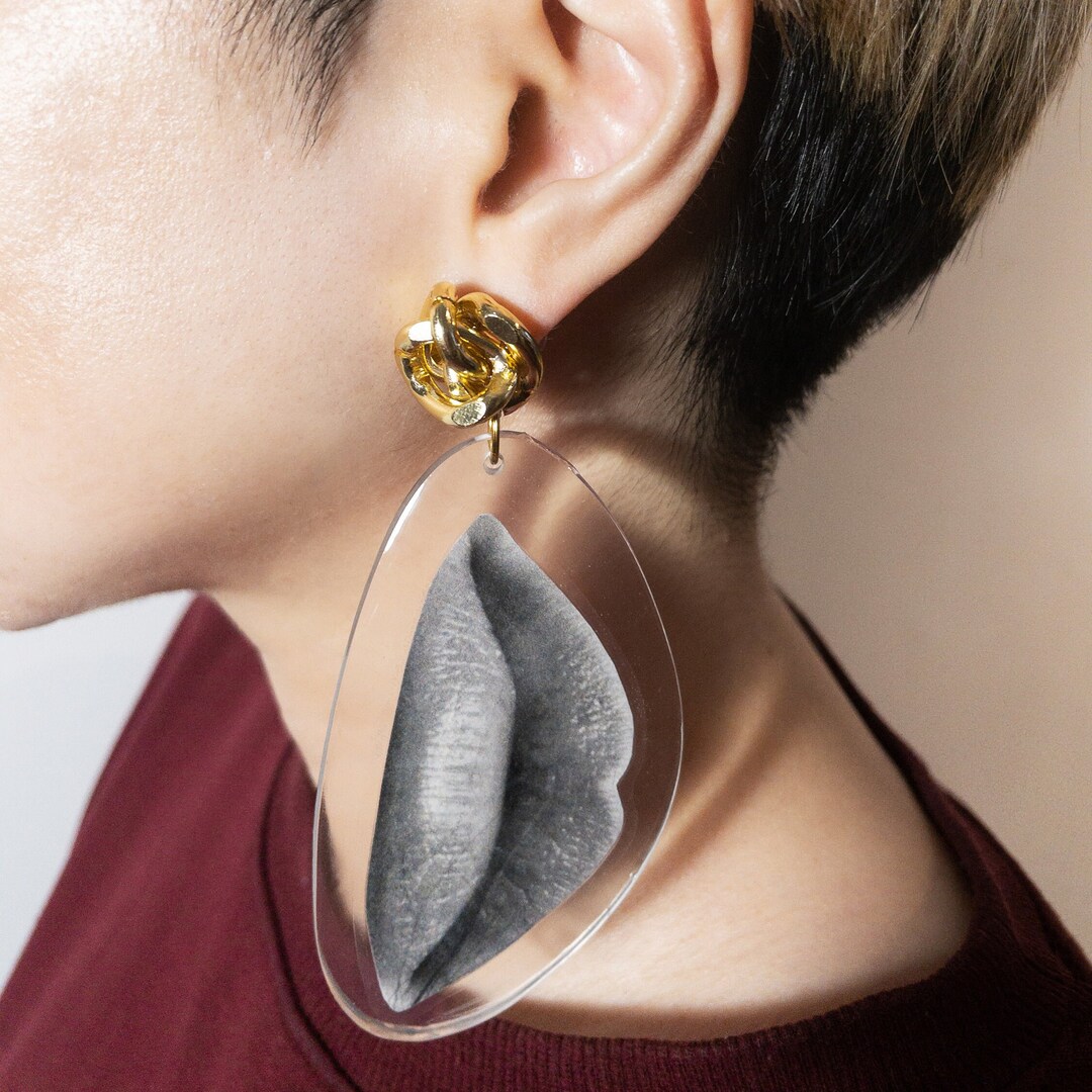 Original Collage Art Earrings - Lips 2021 - Unique Handmade Earrings ...