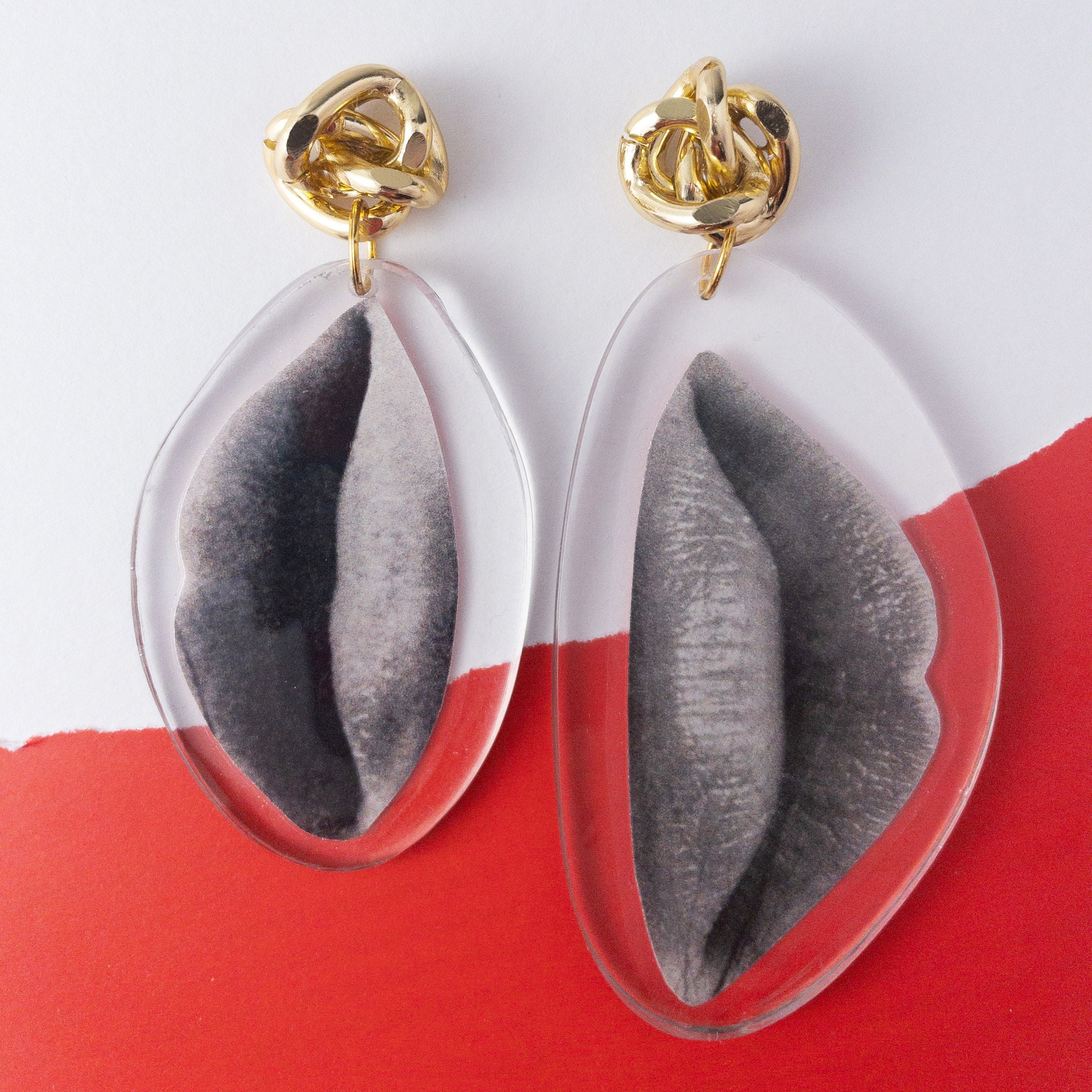 Original Collage Art Earrings Lips 2021 Unique Handmade - Etsy