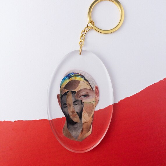 Original Collage Art Key Ring Woman2 2021 Unique Key Ring - Etsy
