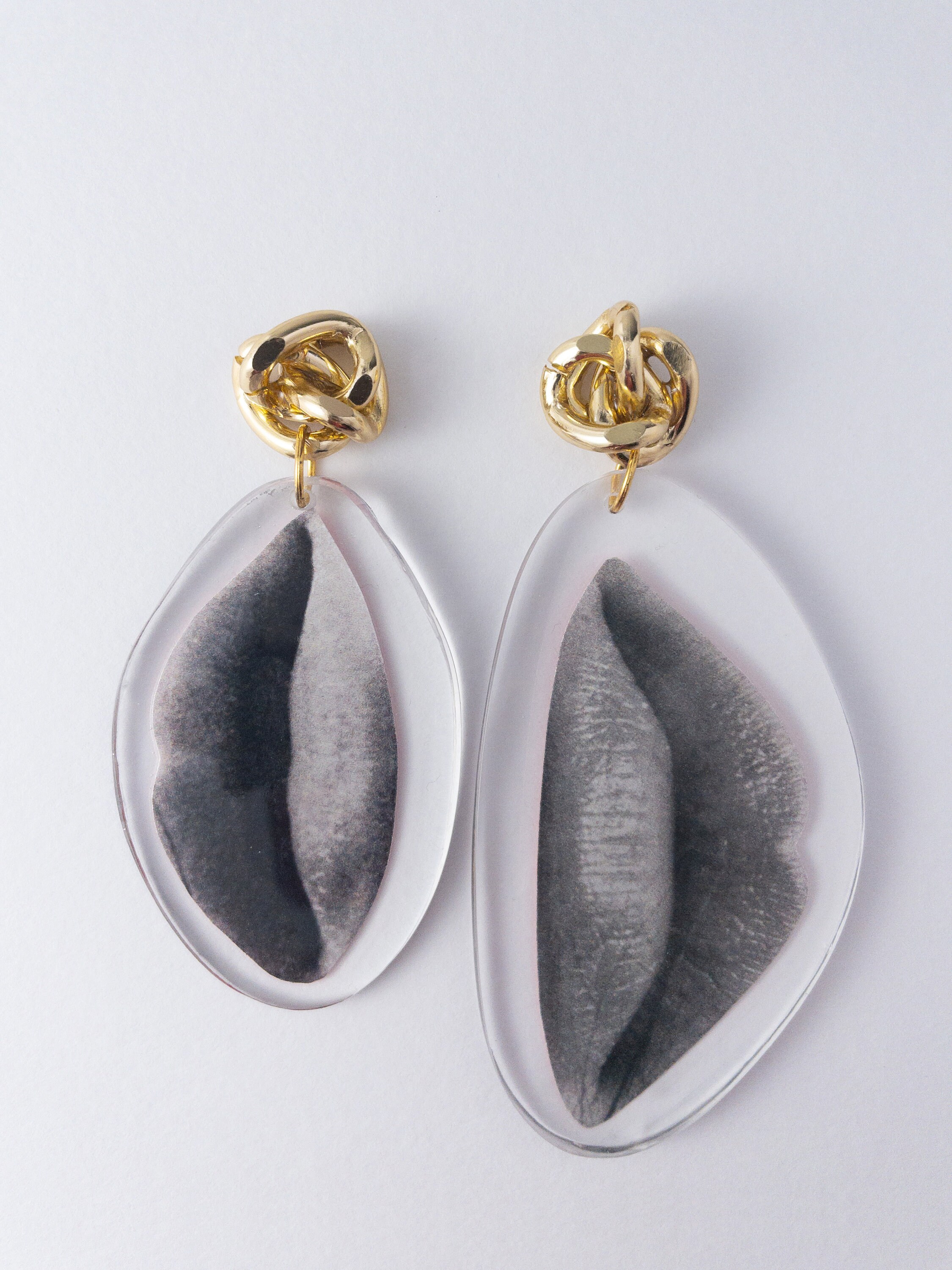 Original Collage Art Earrings Lips 2021 Unique Handmade - Etsy