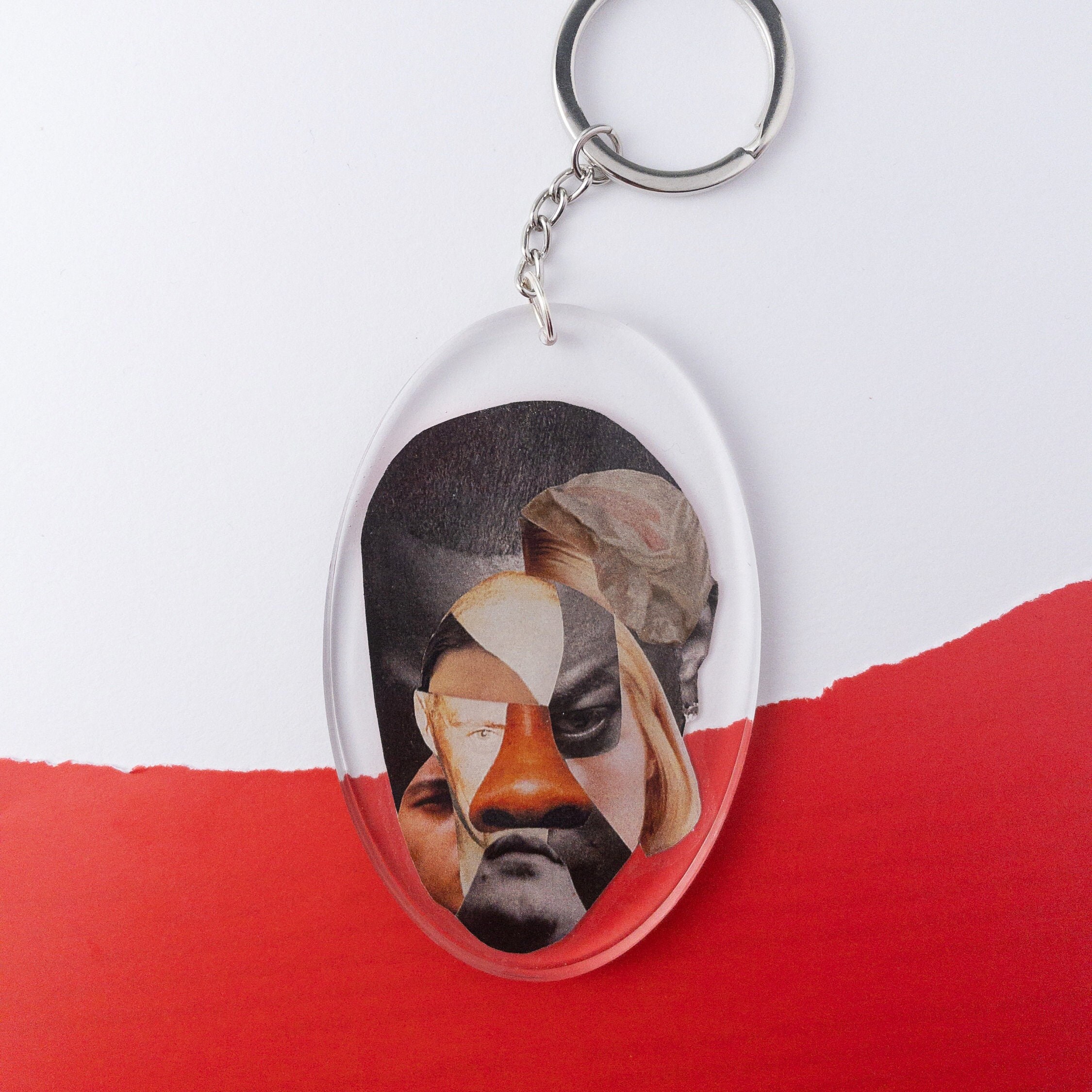 Original Collage Art Key Ring Man1 2021 Unique Key Ring - Etsy