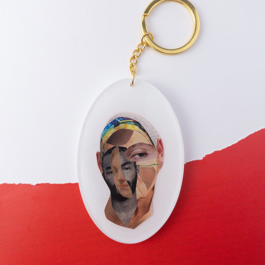 Original Collage Art Key Ring - Woman2 2021 - Unique Key Ring - Chunky ...