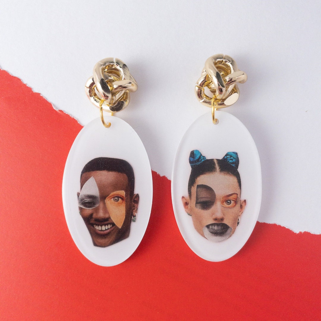 Original Collage Art Earrings - Couple3 2021 - Unique Handmade Earrings ...