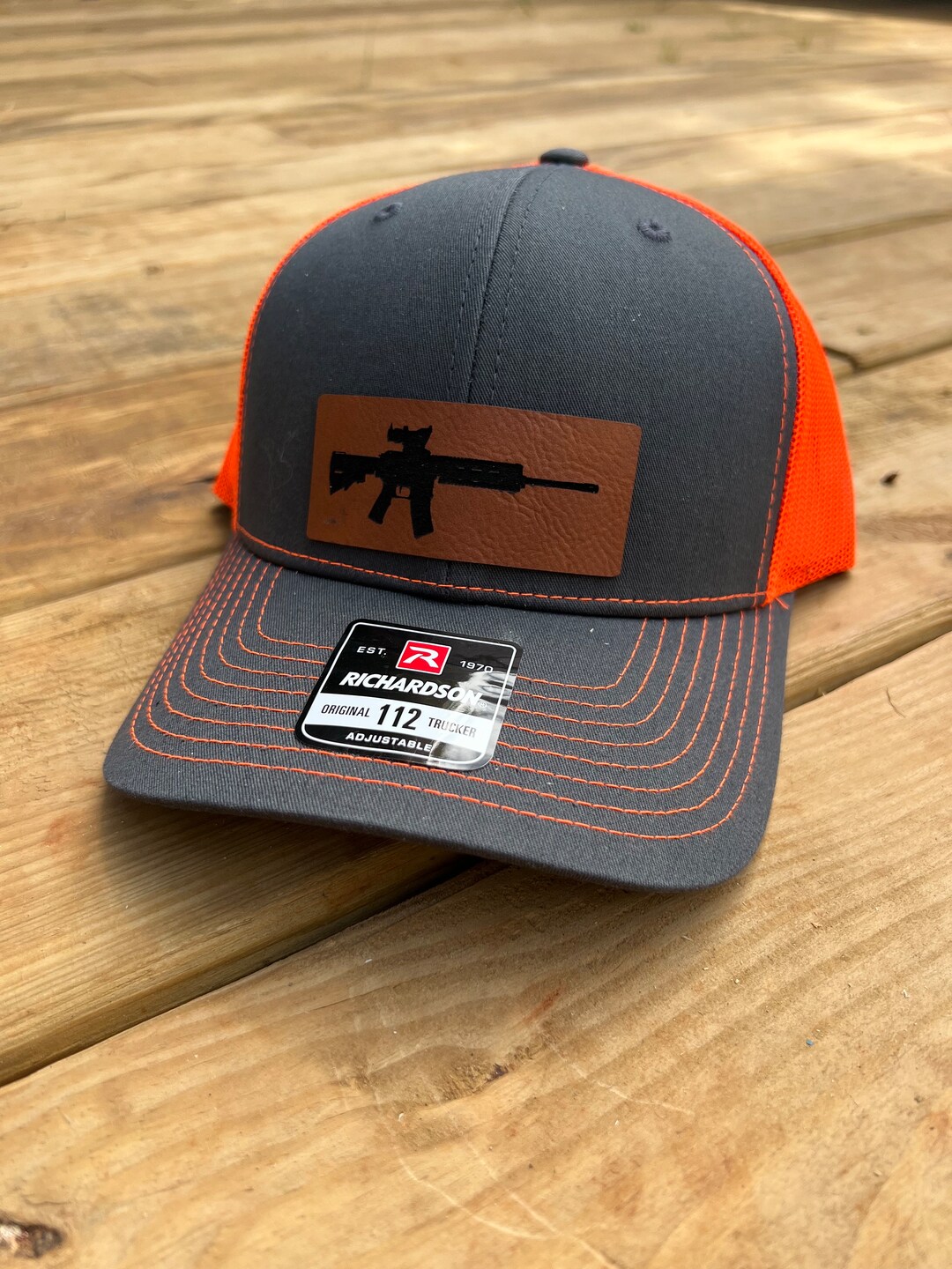 Rifle Leather Patched Hat, Air Assault Rifle Hat, AR Hat, Trucker Hat ...