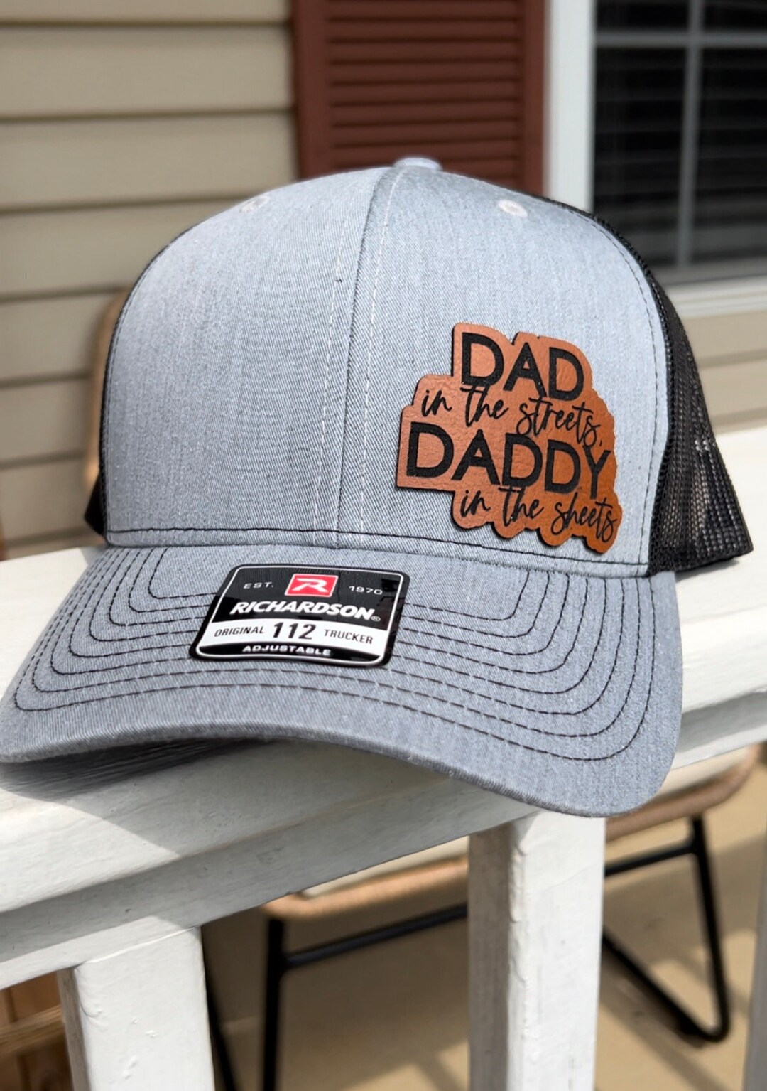 Leather Patched Hat, Dad in the Streets Daddy in the Sheets, Trucker ...