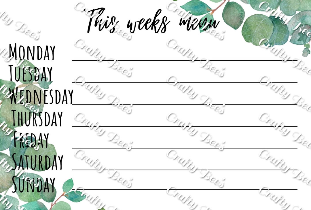 Weekly Menu DIGITAL FILE - Etsy