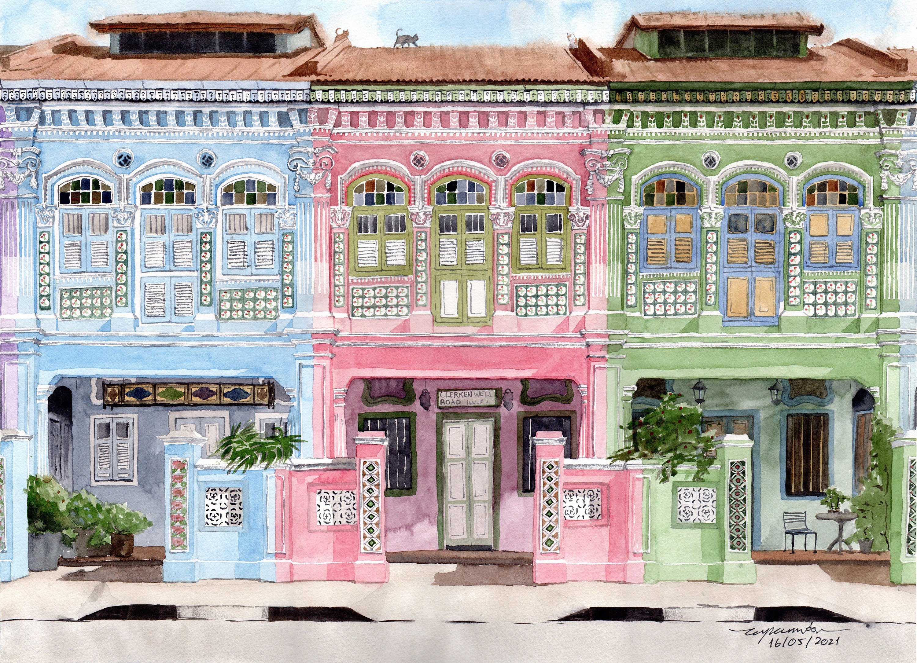 Colourful Peranakan Shop Houses - Joo Chiat Road, Singapore ...