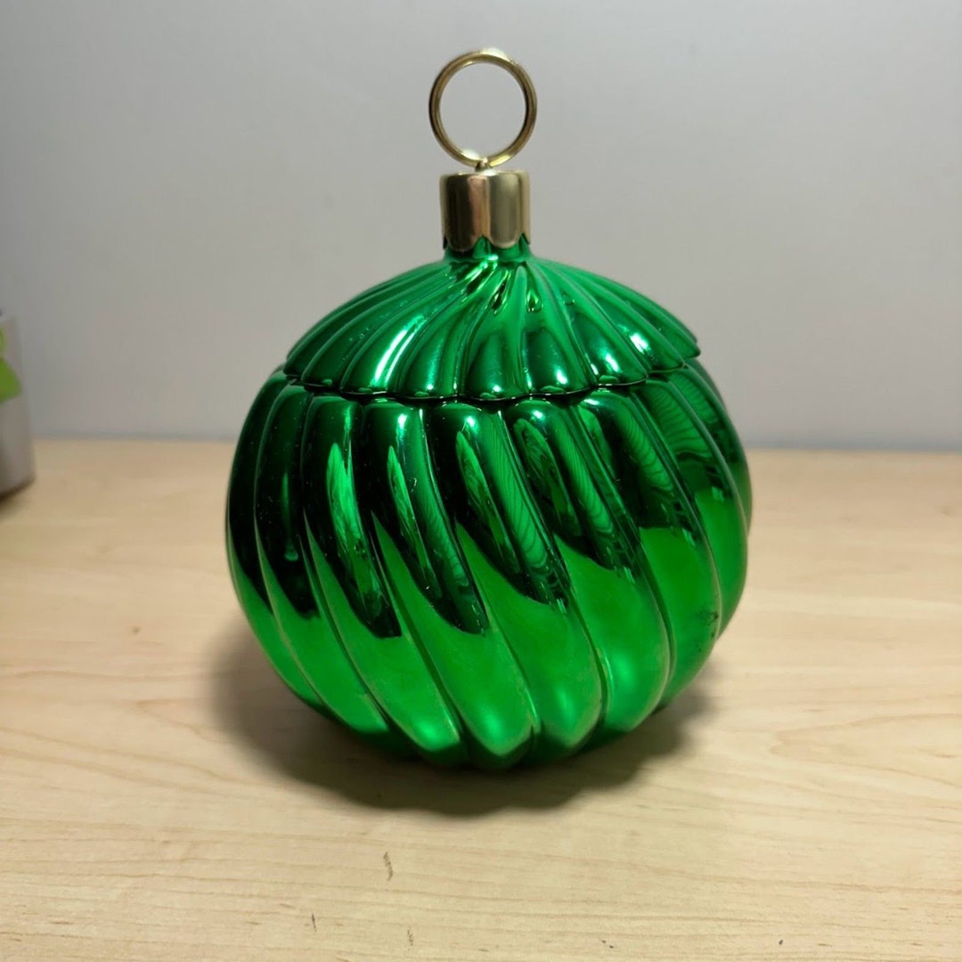 Teleflora Christmas/holiday Ceramic Ornament Ball Lidded Planter Jar ...
