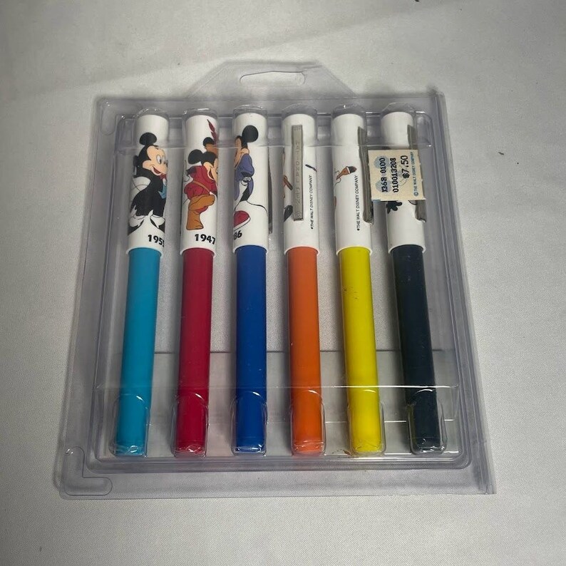 Walt Disney Mickey Mouse Dated Collectible Pen Set 6 Pack - Etsy