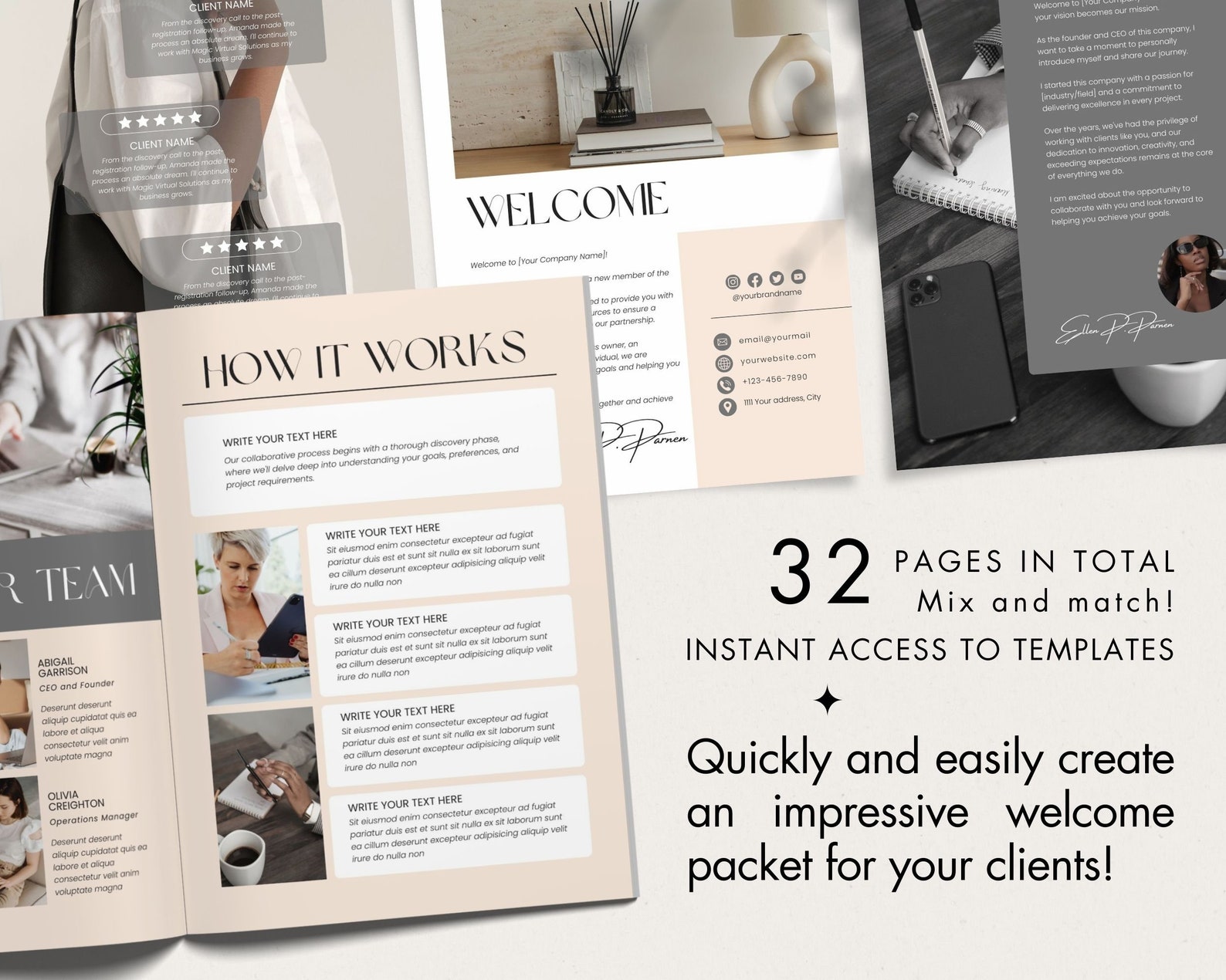 Client Welcome Packet Canva Template for Virtual Assistants, Social ...