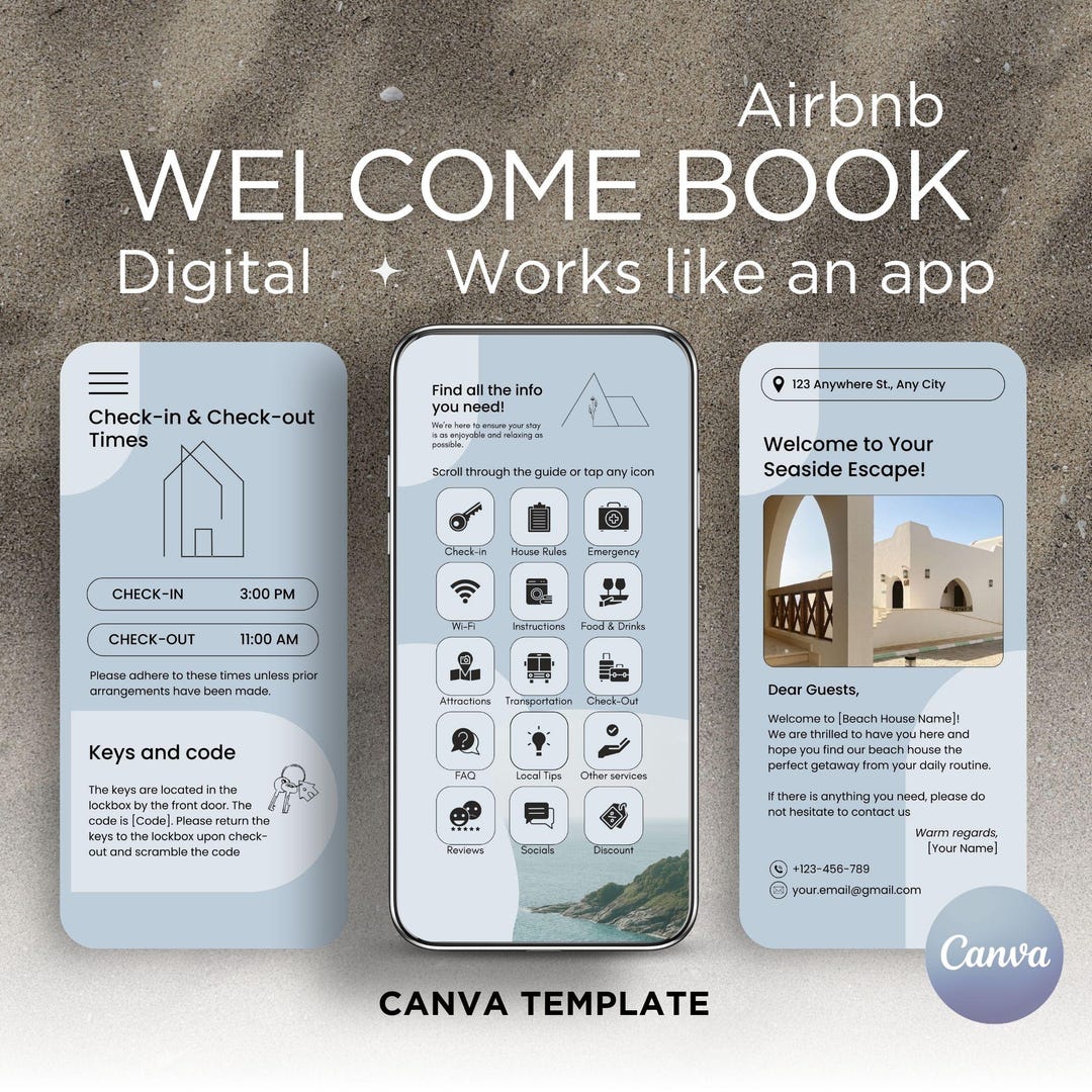 Airbnb Digital Welcome Book Template. Welcome Guest Book Canva Template ...
