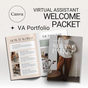 Virtual Assistant Portfolio Template. New Client Welcome Packet Canva. Services and Pricing ...