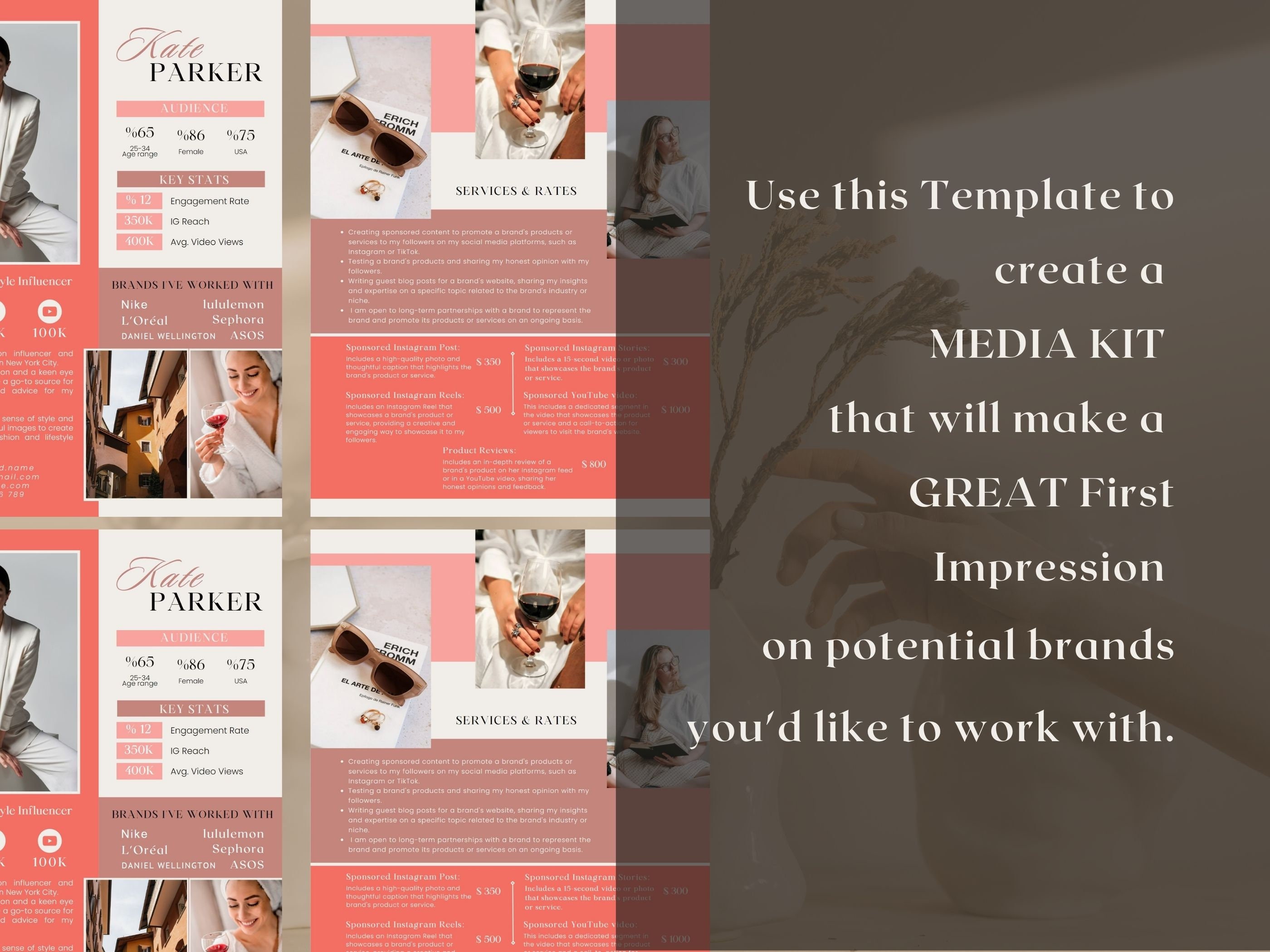 Media Kit Canva Template. Influencer Rate Card. UGC Media Kit 2 Pages ...