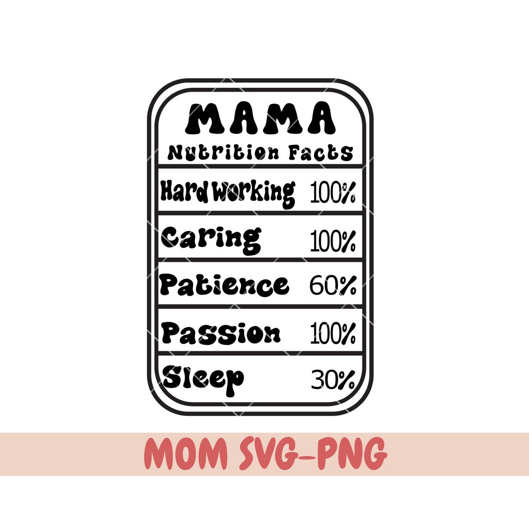 Mama Nutrition Facts, 16oz , Nutrition Facts Svg, Nutrition Svg, Mom ...