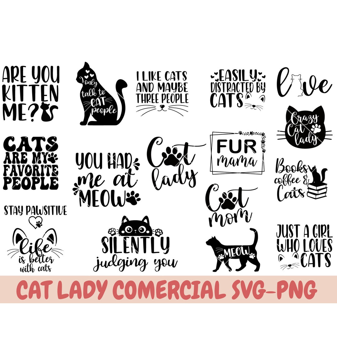 Funny Cat SVG Bundle Cat SVG Kitten SVG Cat Lady Svg Crazy - Etsy
