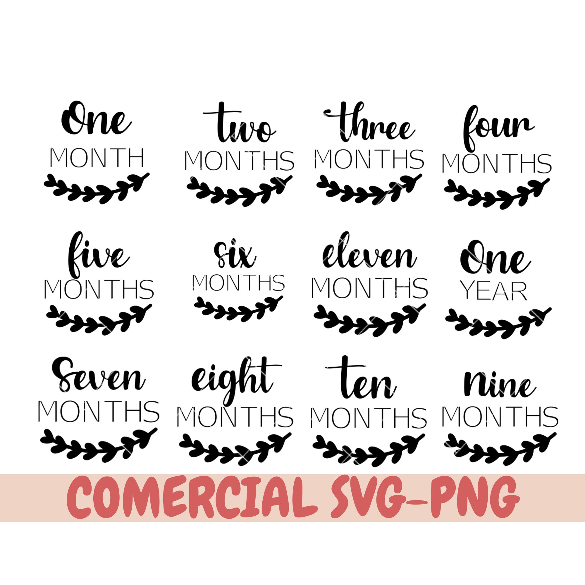 Milestone Months Svg 12 Month Onesie SVG Designs Baby - Etsy