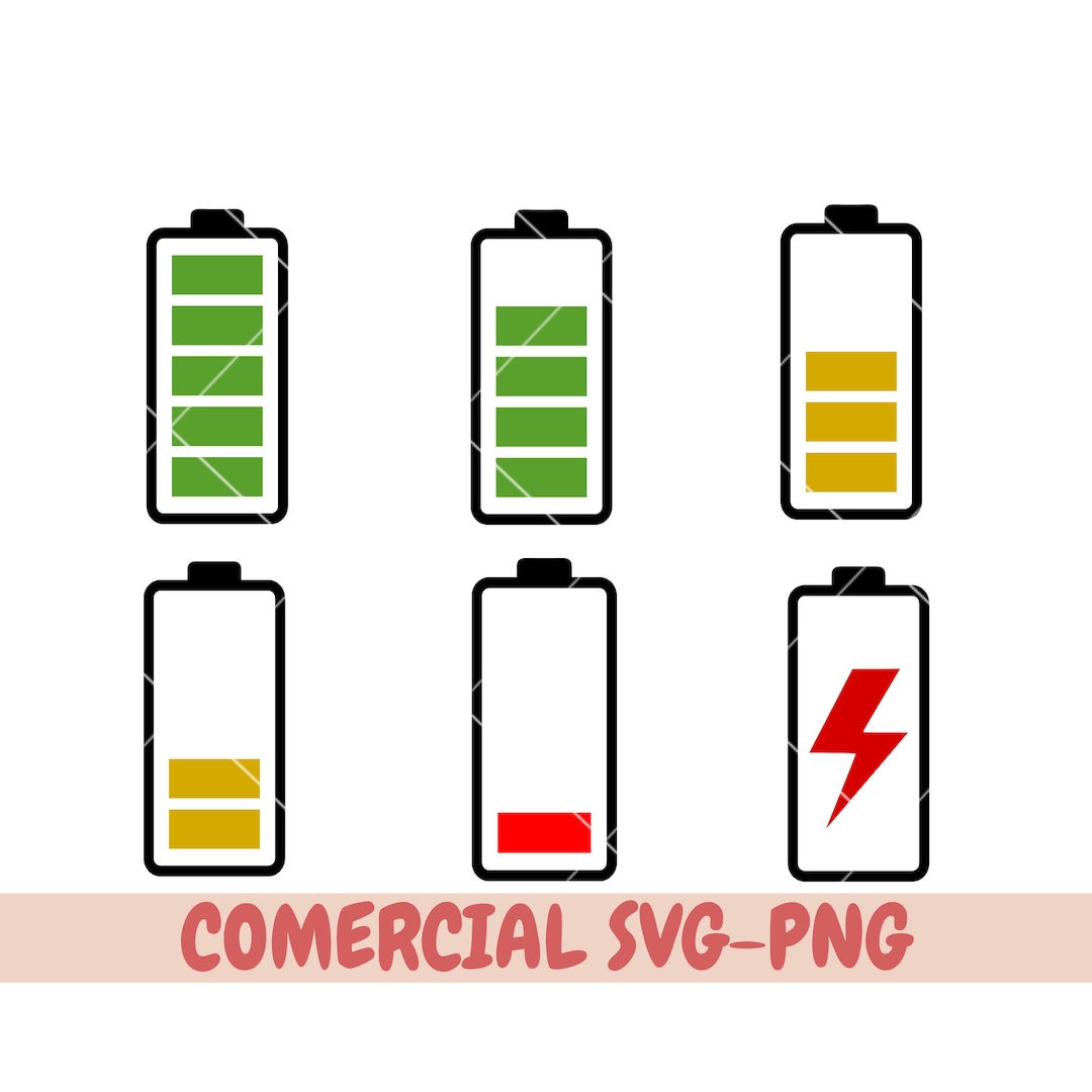 Battery Svg Bundle, Low Battery Svg, Vector Cut File for Cricut ...