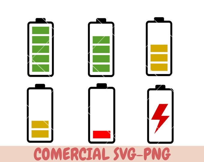 Battery Svg Bundle, Low Battery Svg, Vector Cut File for Cricut ...