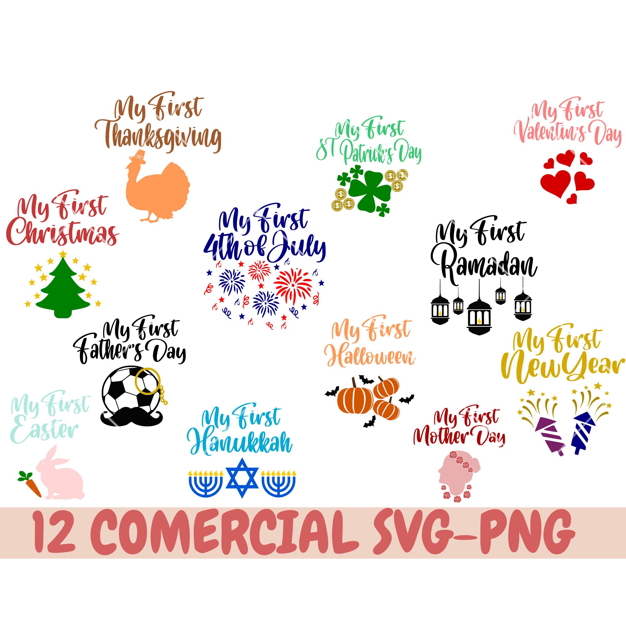 Baby's Firsts SVG Bundle My First Holiday Cut Files 8 - Etsy UK